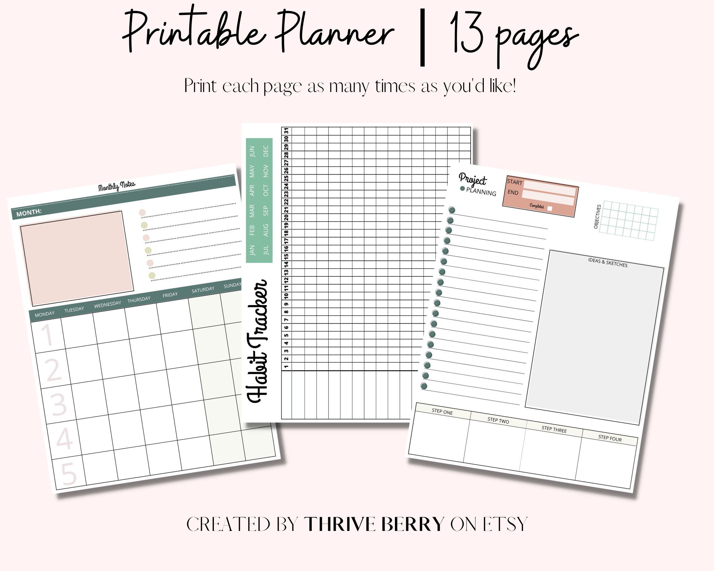 Printable Planner Bundle, Daily Planning Sheet, Printable Planner PDF ...