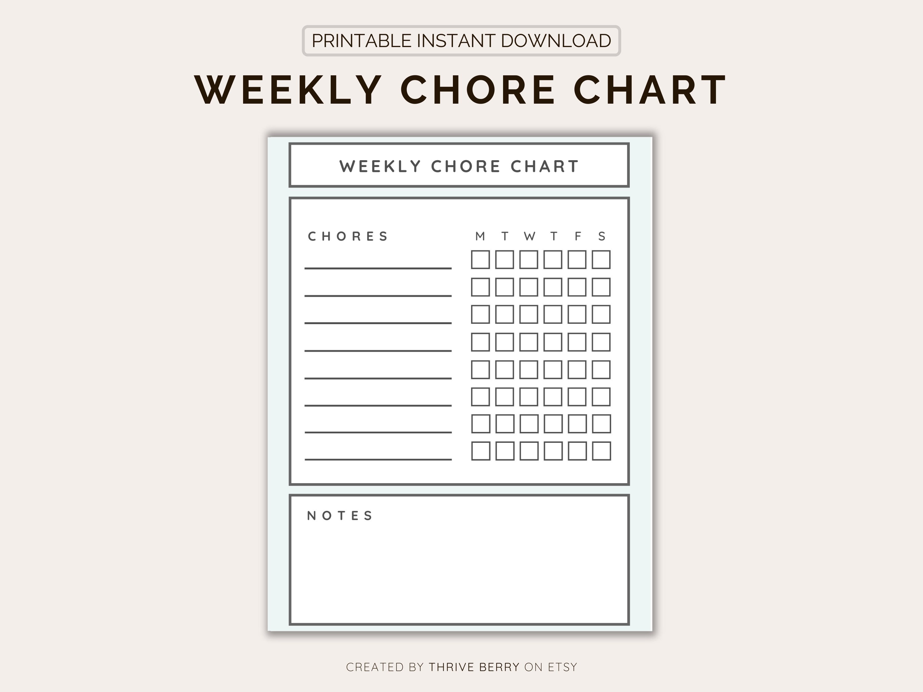 Weekly Daily Chore Chart Printable, Weekly Chore Chart Printable, Daily ...