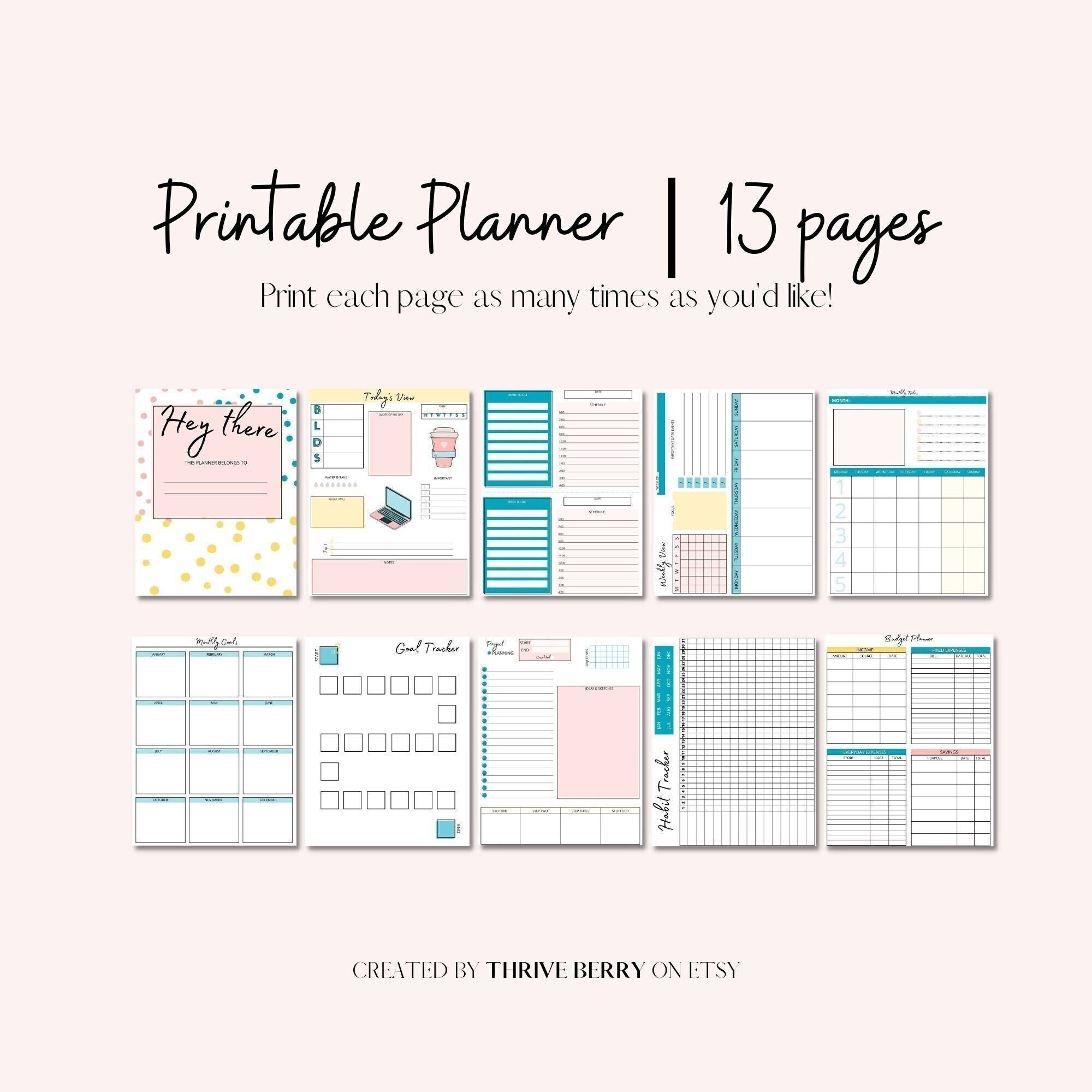 Printable Planner Bundle, Printable Planner PDF, Daily Planner PDF ...