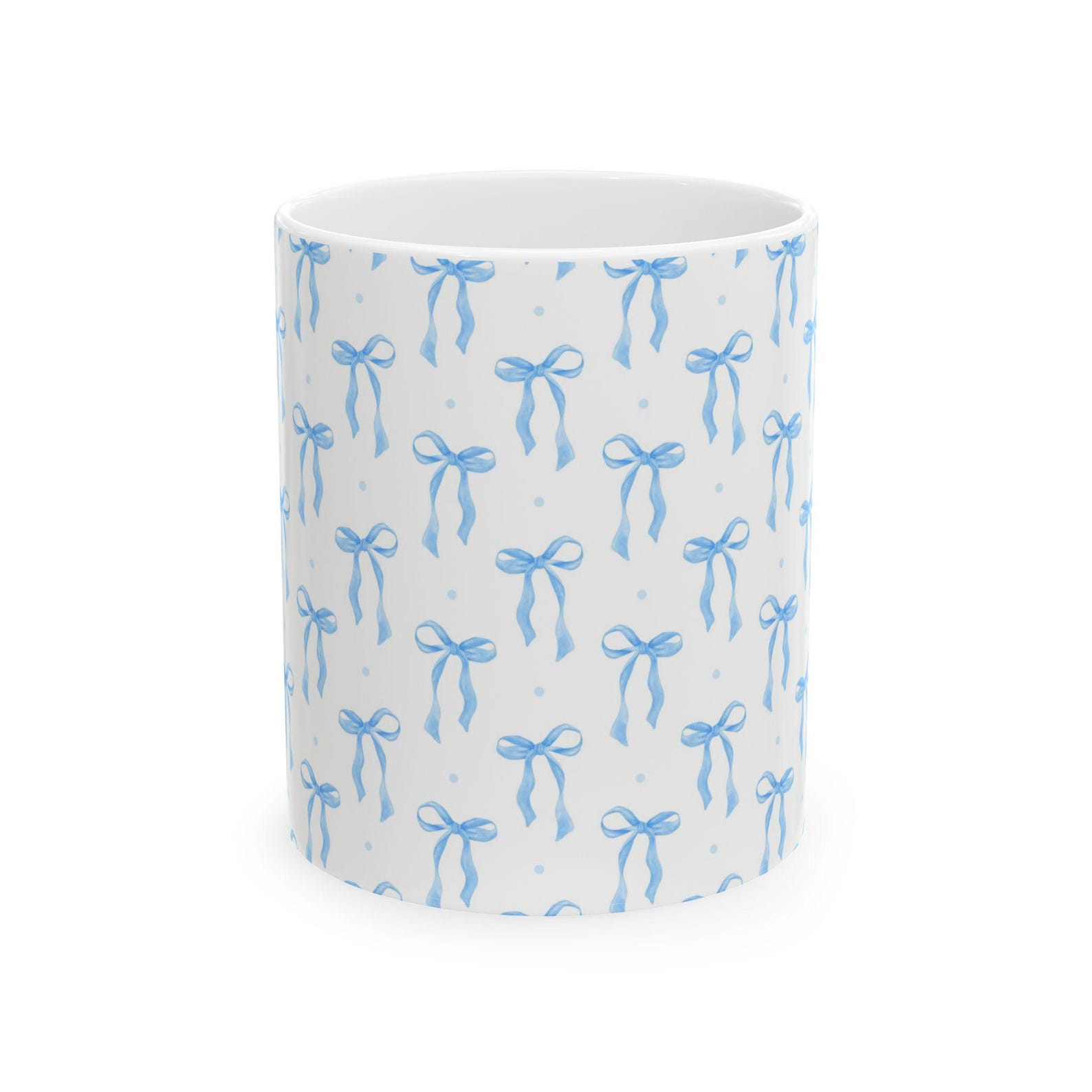 Coquette Bow Mug, Trendy Coquette Mug, Blue and Coffee White Mug, Girly ...
