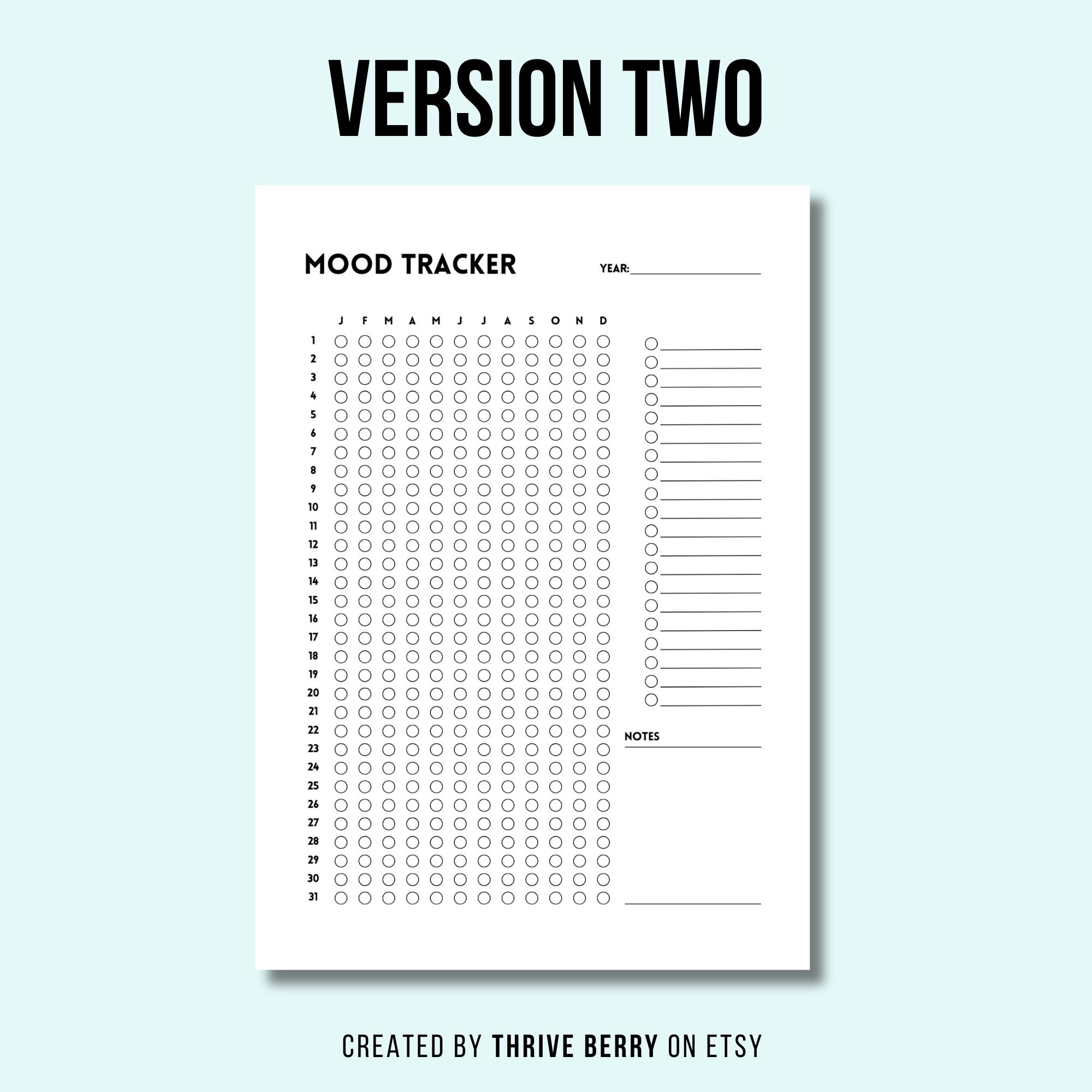 Printable Mood Tracker Sheets, Two Styles, Letter/a4/a5, Instant ...