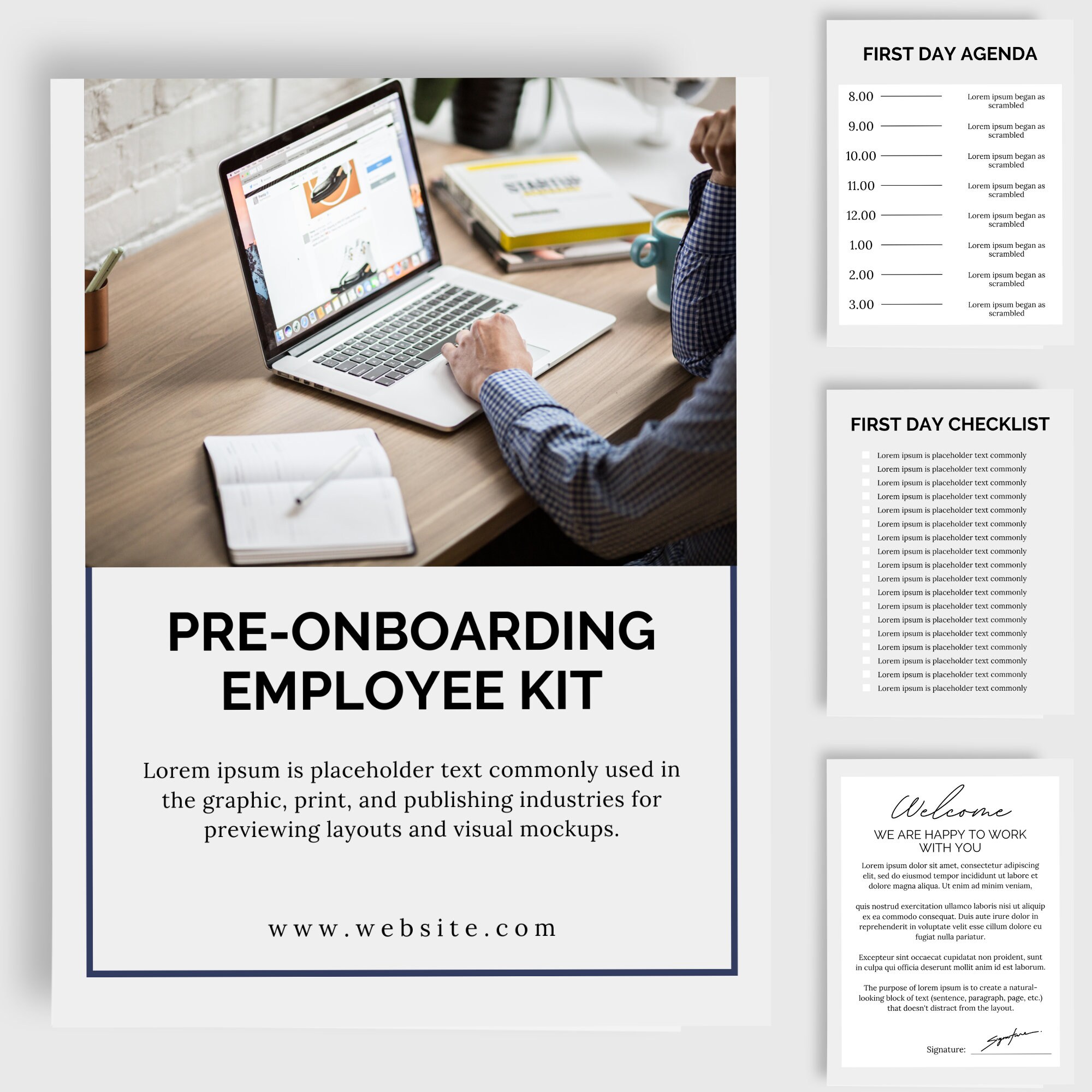 Employee Welcome Bundle, Canva Business Template, Editable Employee ...