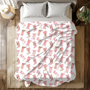 Pink Cowboy Boots Blanket, Pink Cowgirl Throw Blanket, Cowboy Boots and ...