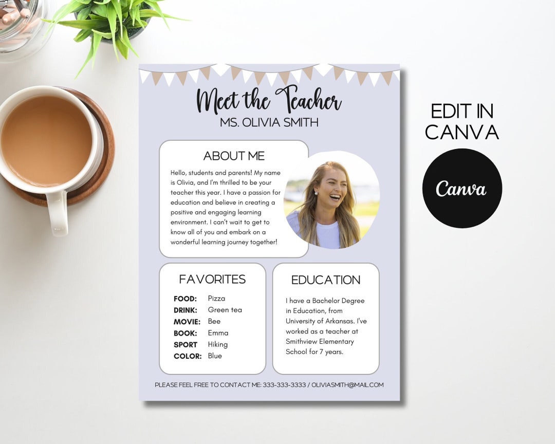 Meet the Teacher Editable Canva Template for Teachers - Etsy