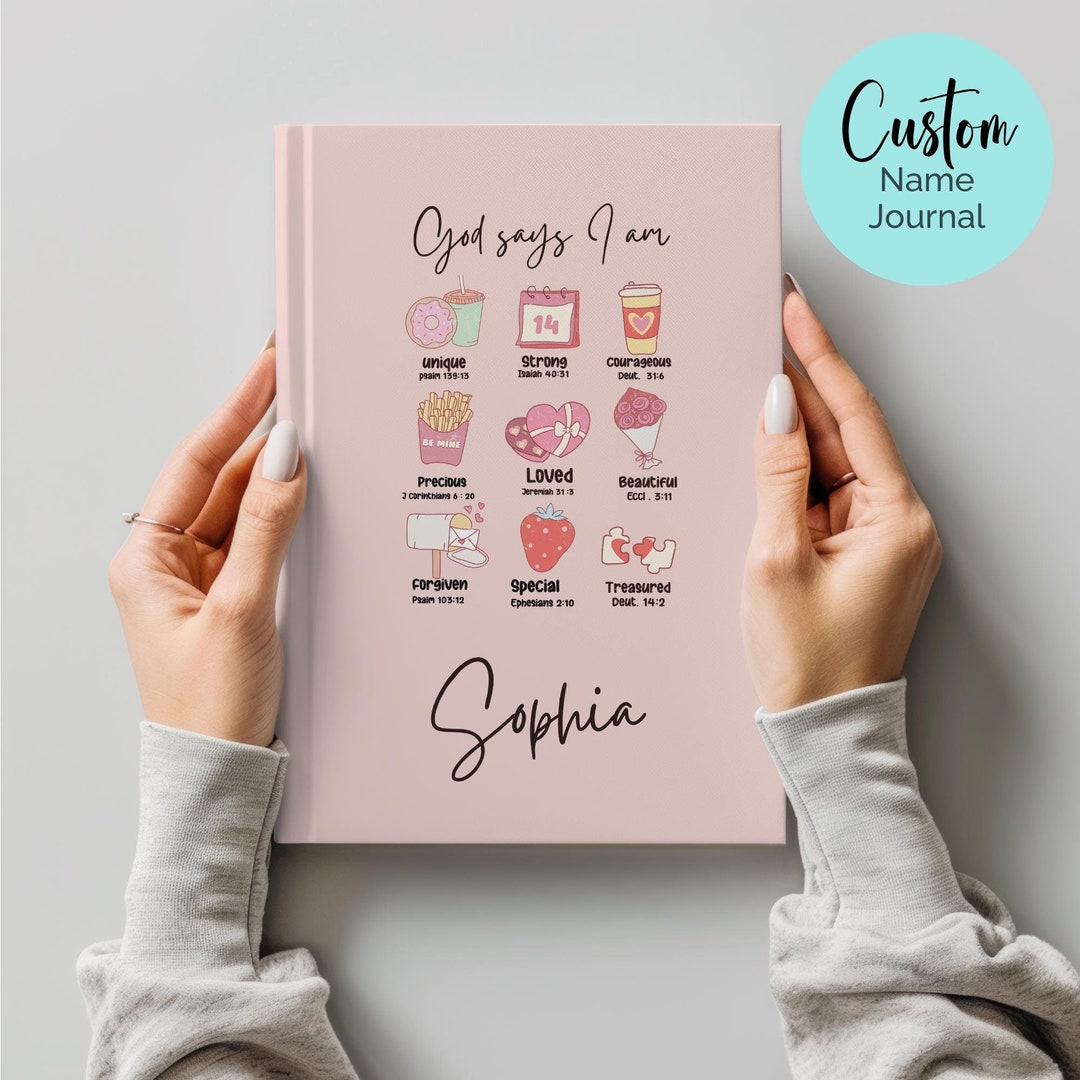 God Says I Am Journal, Personalized Christian Notebook, Custom Gift for ...