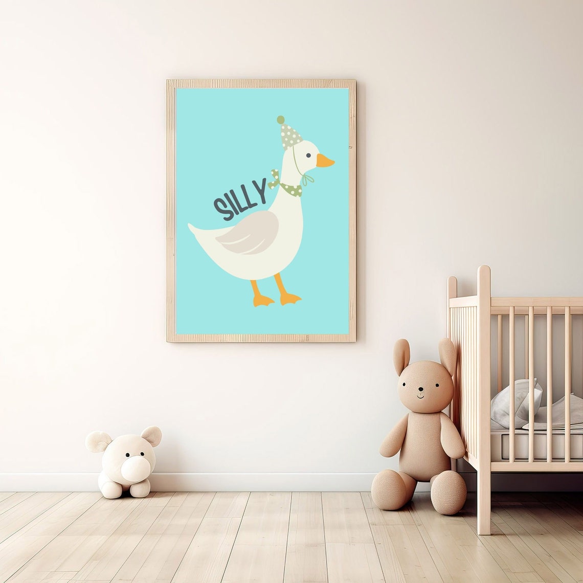 Silly Goose Printable, Cute Goose Poster, Girl's Room Illustration, Kid ...