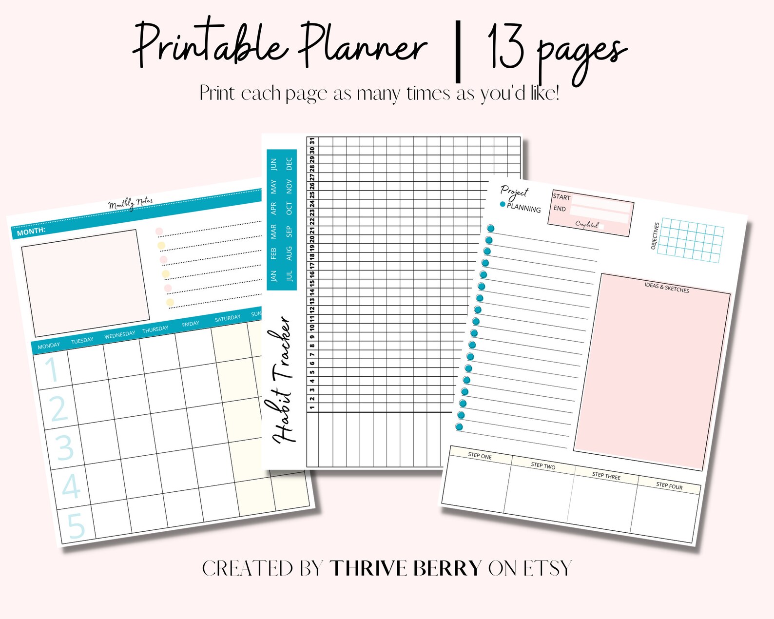Printable Planner Bundle, Printable Planner PDF, Daily Planner PDF ...