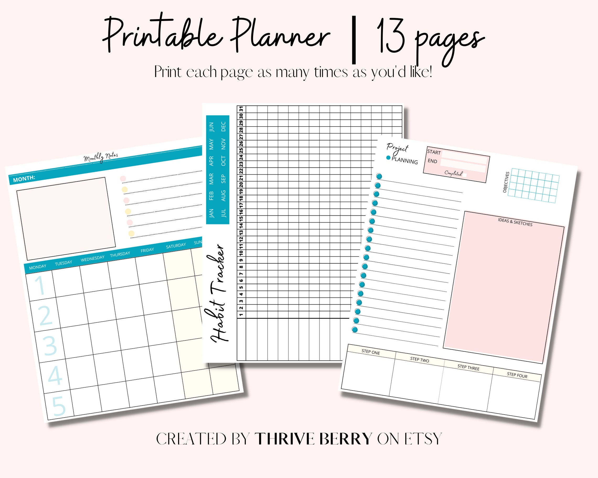 Printable Planner Bundle, Printable Planner PDF, Daily Planner PDF ...