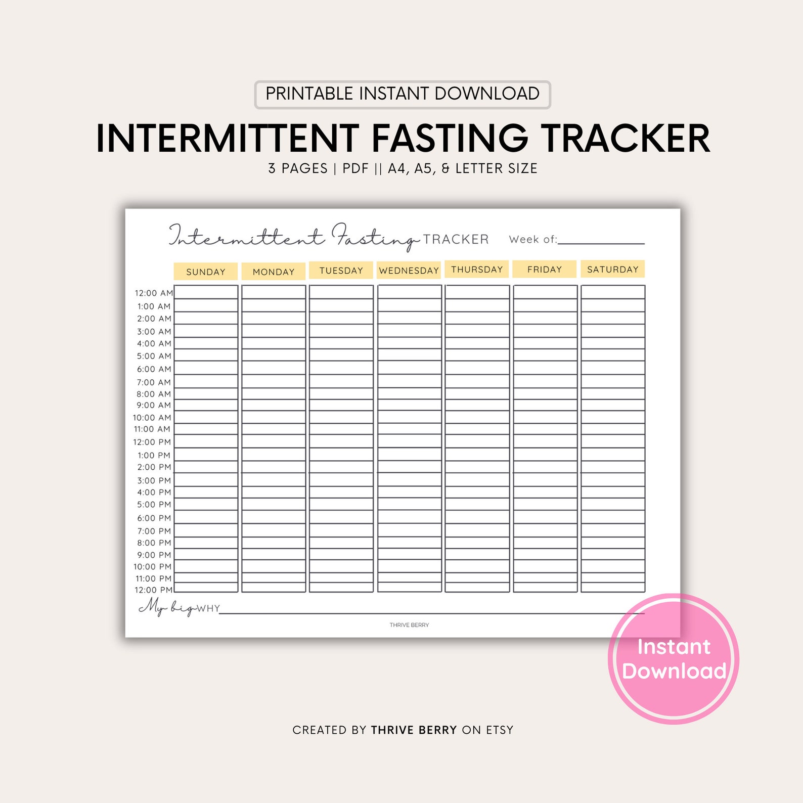 Intermittent Fasting Tracker, Printable Intermittent Fasting Journal ...