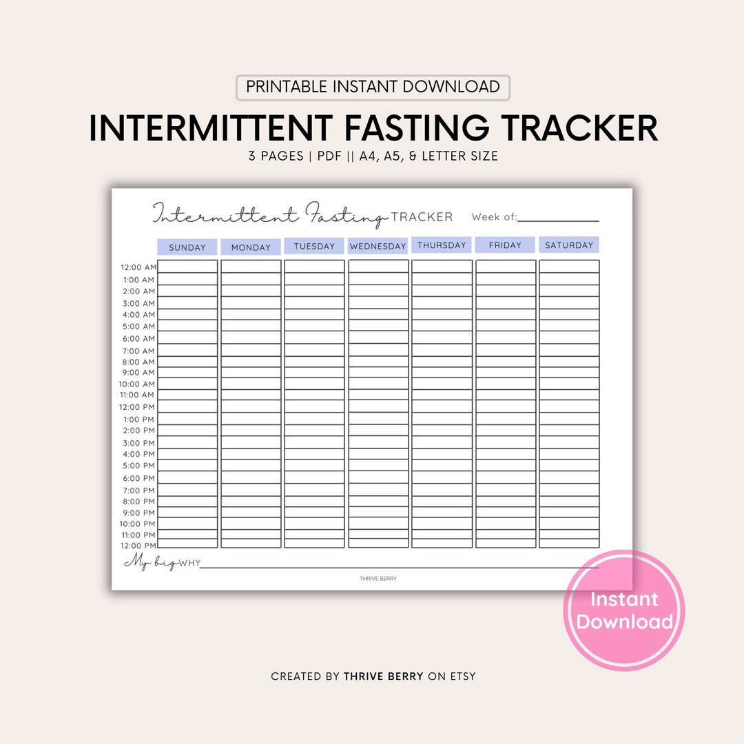 Printable Fasting Tracker for Weight Loss & Healthy Habits ...