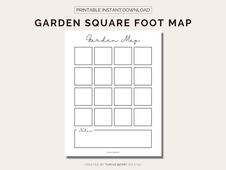 Printable Garden Planner and Organizer With Square Foot Map - Etsy