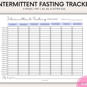 Printable Fasting Tracker for Weight Loss & Healthy Habits ...