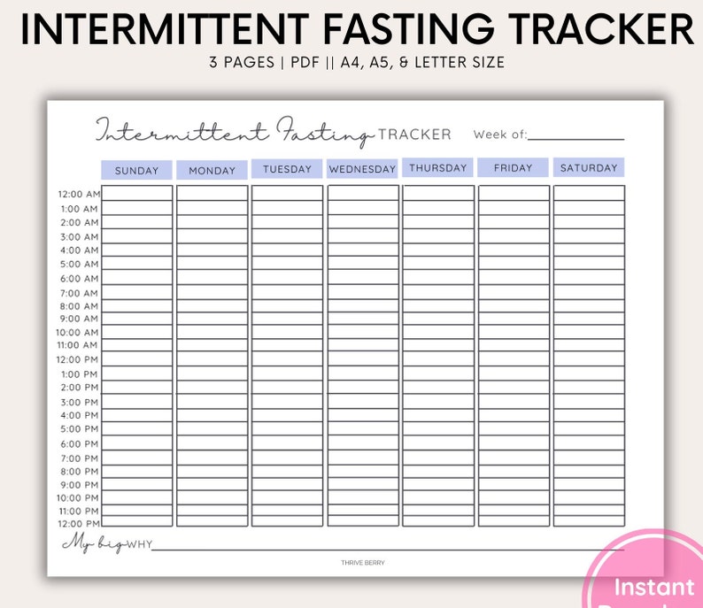 Printable Fasting Tracker for Weight Loss & Healthy Habits ...
