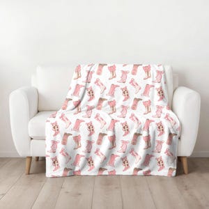 Pink Cowboy Boots Blanket, Pink Cowgirl Throw Blanket, Cowboy Boots and ...