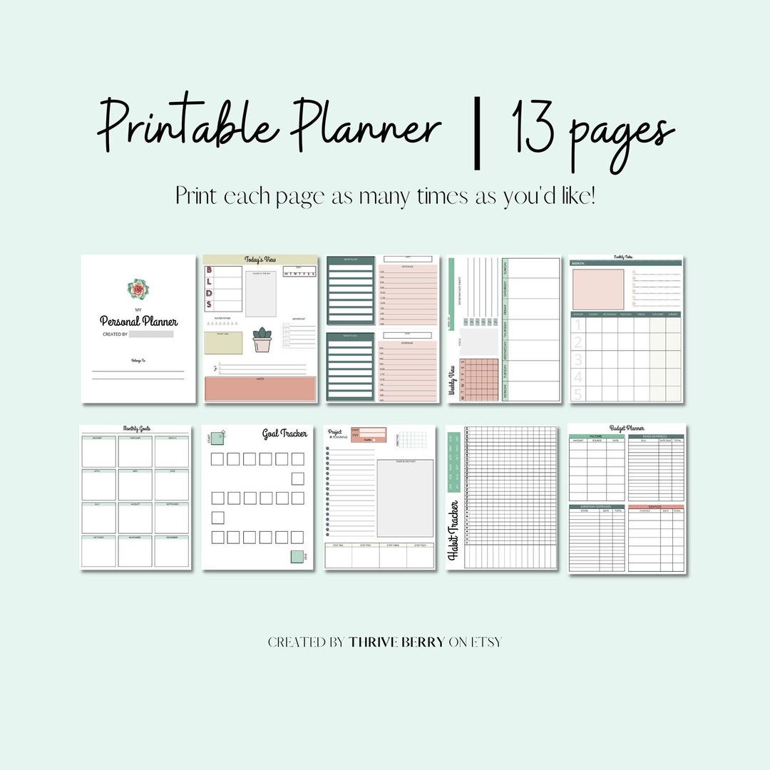 Printable Planner Bundle, Daily Planning Sheet, Printable Planner PDF ...