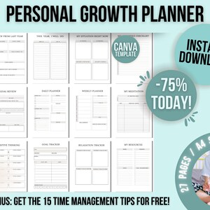 Personal Growth Journal Template, Editable Canva Template, Personal ...