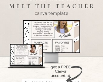 Editable Meet the Teacher Templates Boho Decor, Canva Templates ...