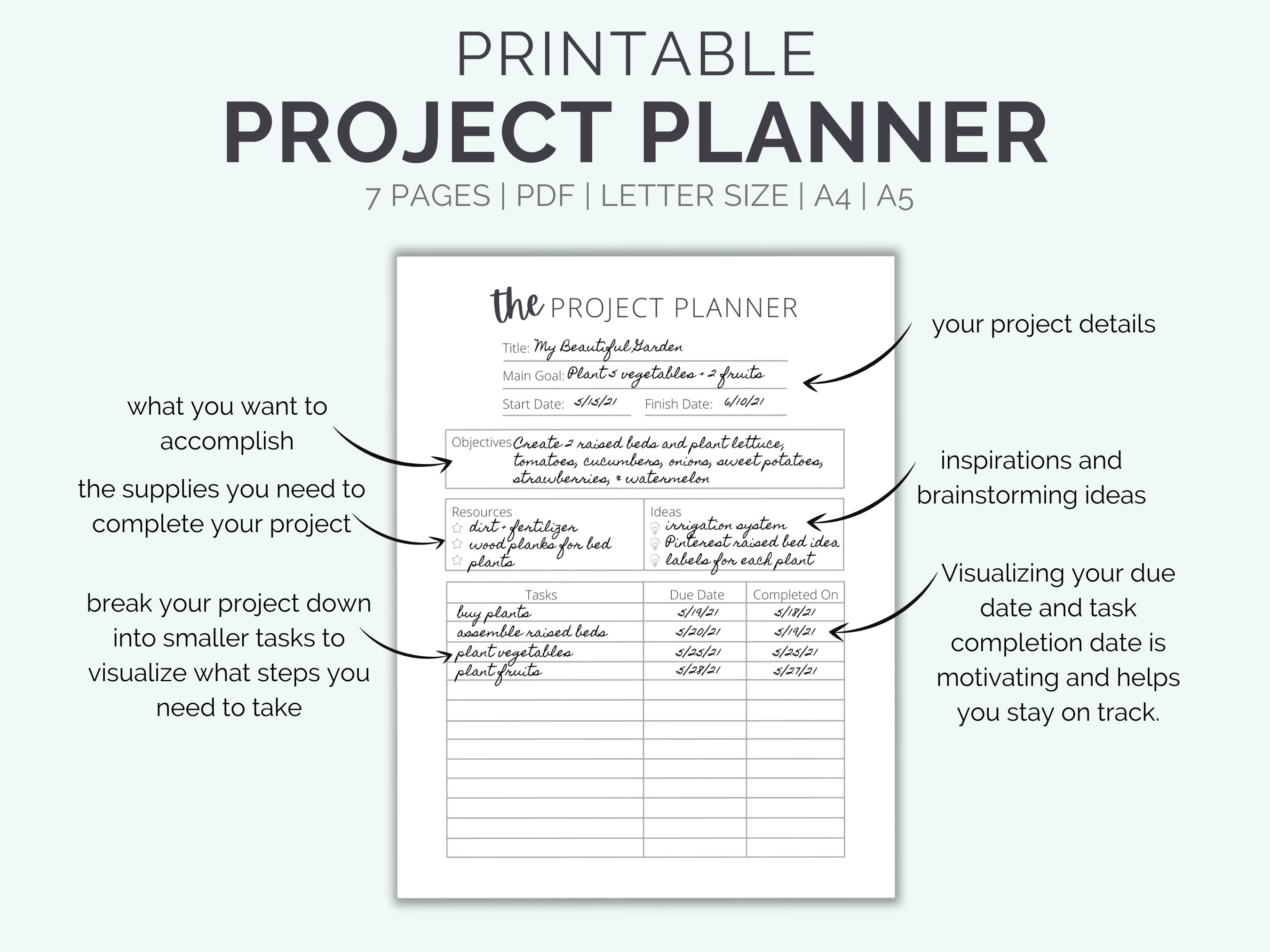 7-page Printable Project Planner Bundle for Business, Home, and ...