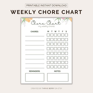 Weekly Daily Chore Chart Printable, Weekly Chore Chart Printable, Daily ...