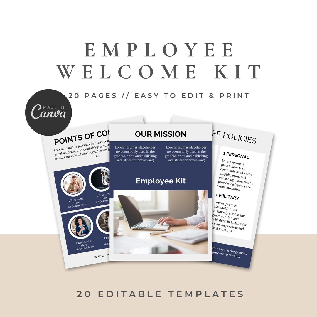 Employee Welcome Bundle, Canva Business Template, Editable Employee ...