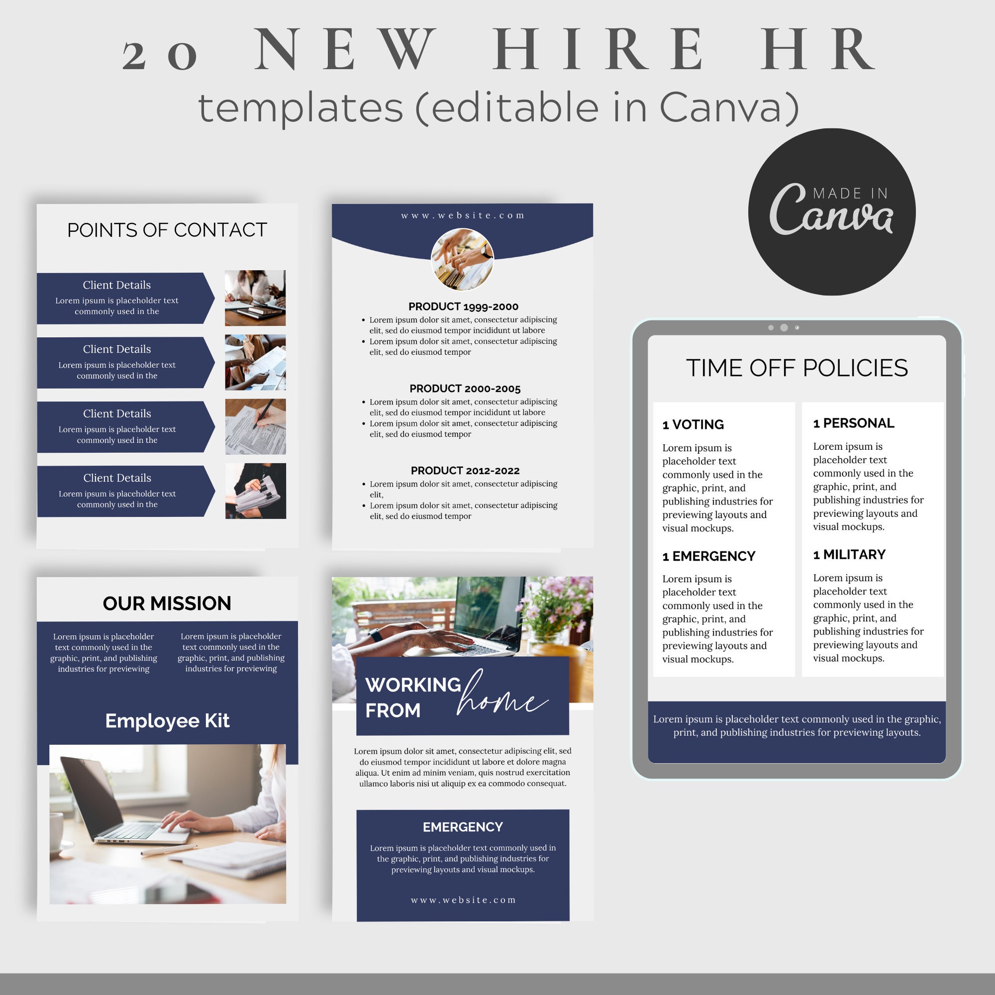 Employee Welcome Bundle, Canva Business Template, Editable Employee ...