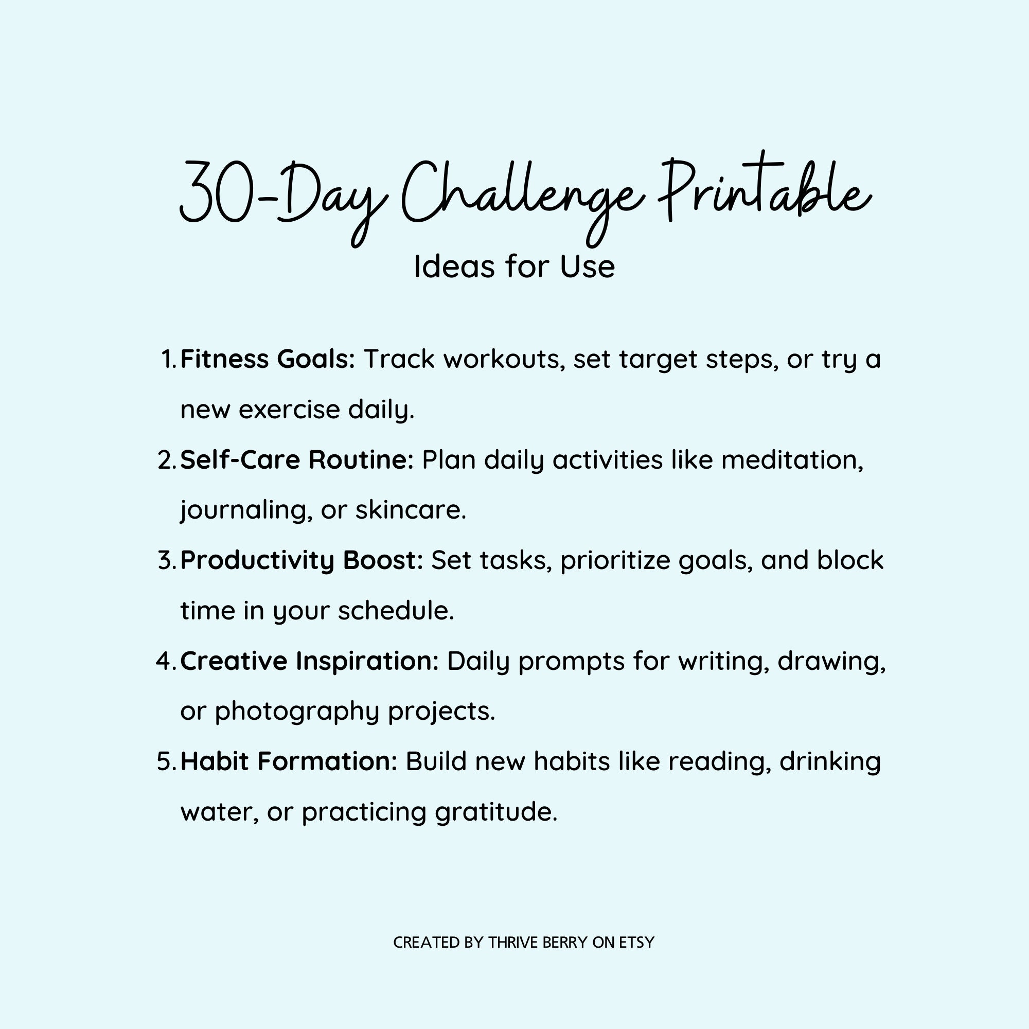 30 Day Habit Tracker, 30 Days Challenge PDF, 30 Day Challenge Printable ...