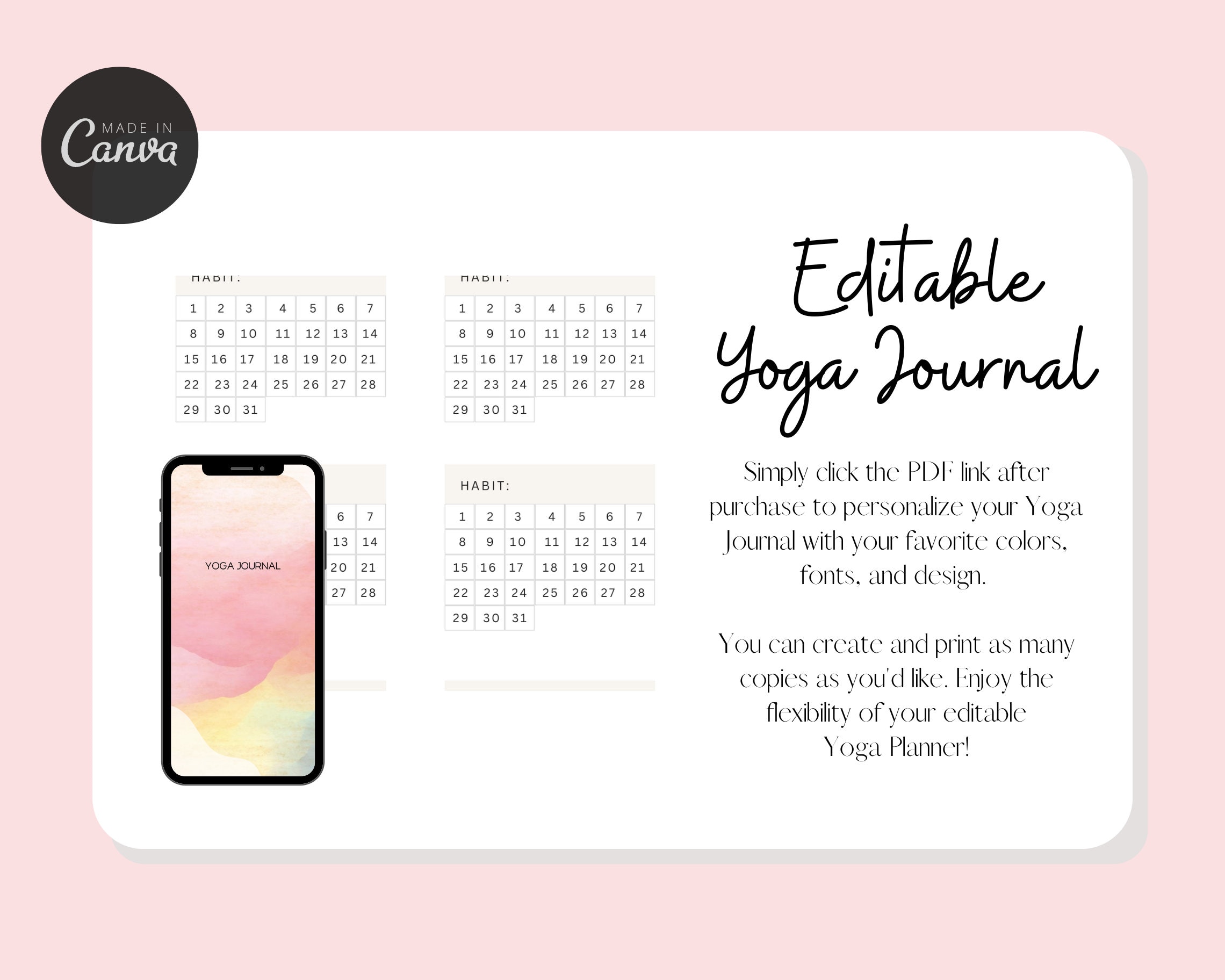 Editable Yoga Journal Template, Journal for Yoga, Daily Yoga Journal ...