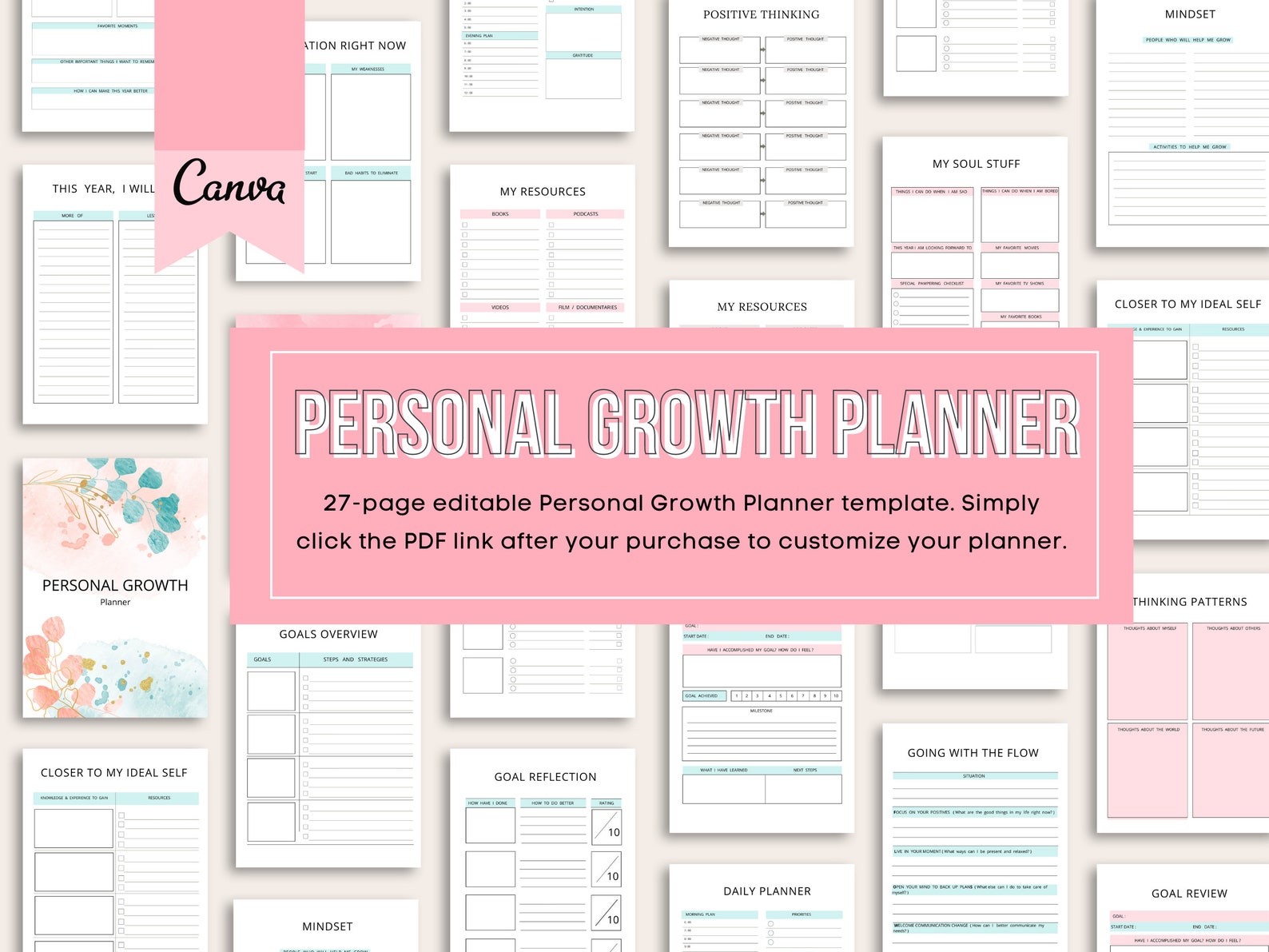 Personal Development Planner Template, Personal Growth Journal ...