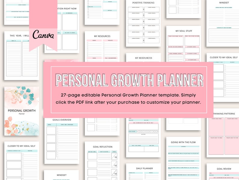 Personal Development Planner Template, Personal Growth Journal ...