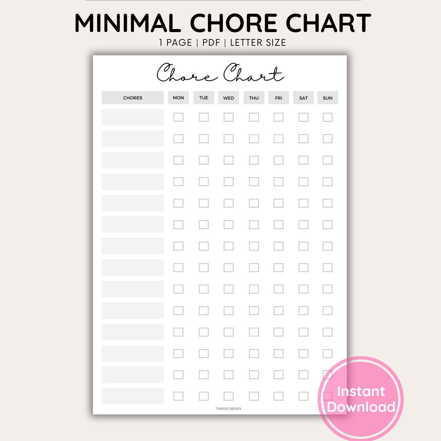 Printable Chore Chart, Chore Chart Printable, Chore Chart for Adults ...