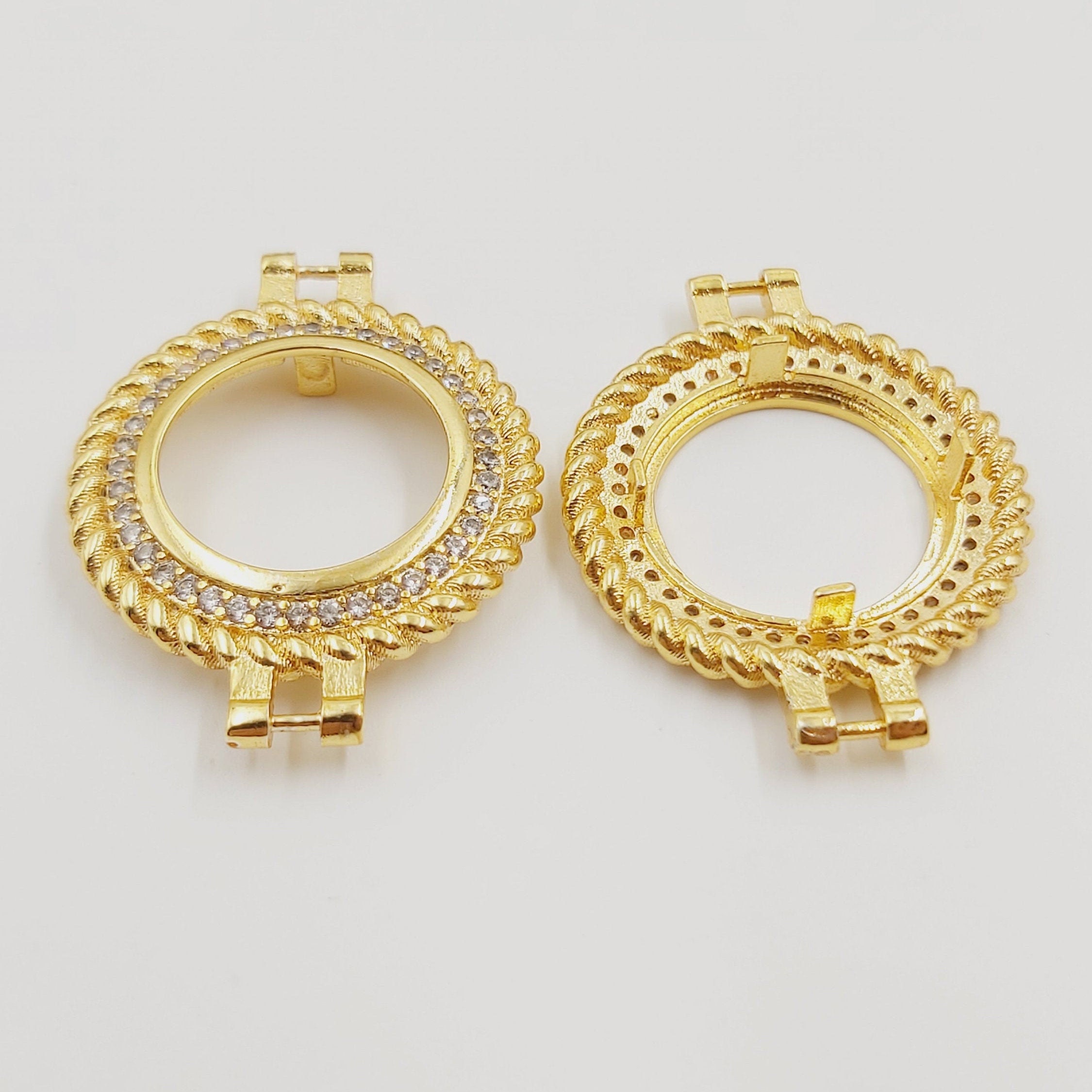 2 Pcs Sterling Gold Bezels For Coins Fits Small Cent and | Etsy