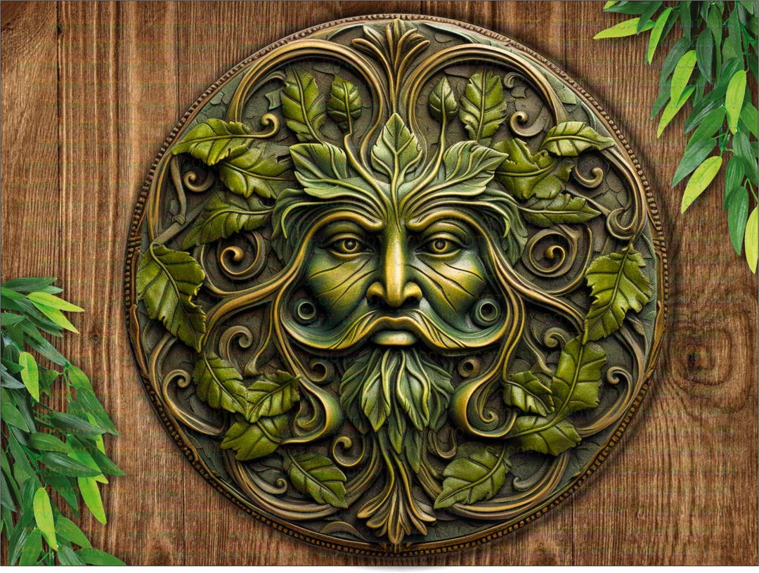 Green Man Flat Metal Sign, Nature Lover's Wall Art Décor, Garden ...