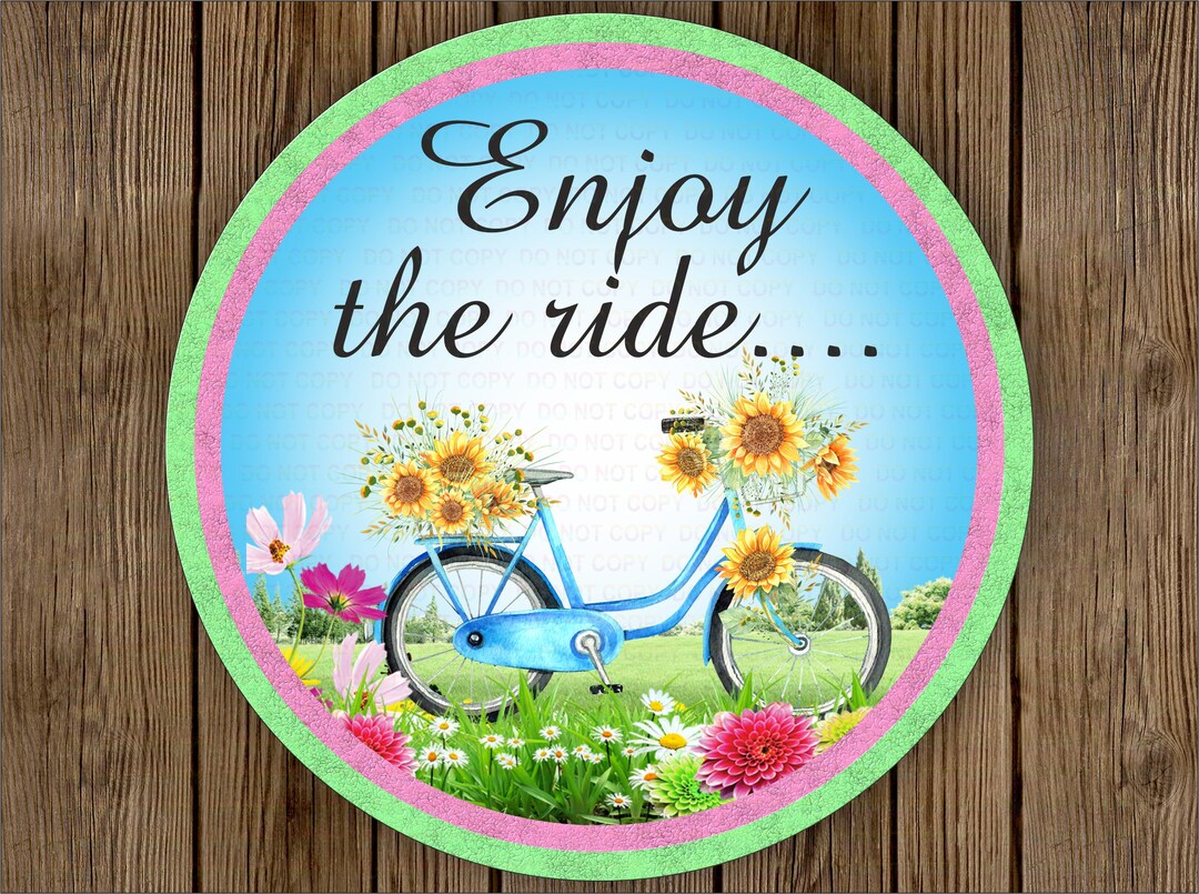 Enjoy the Ride Sign, Bicycle Sign, Bicycle Wreath Sign, Vintage Bike ...