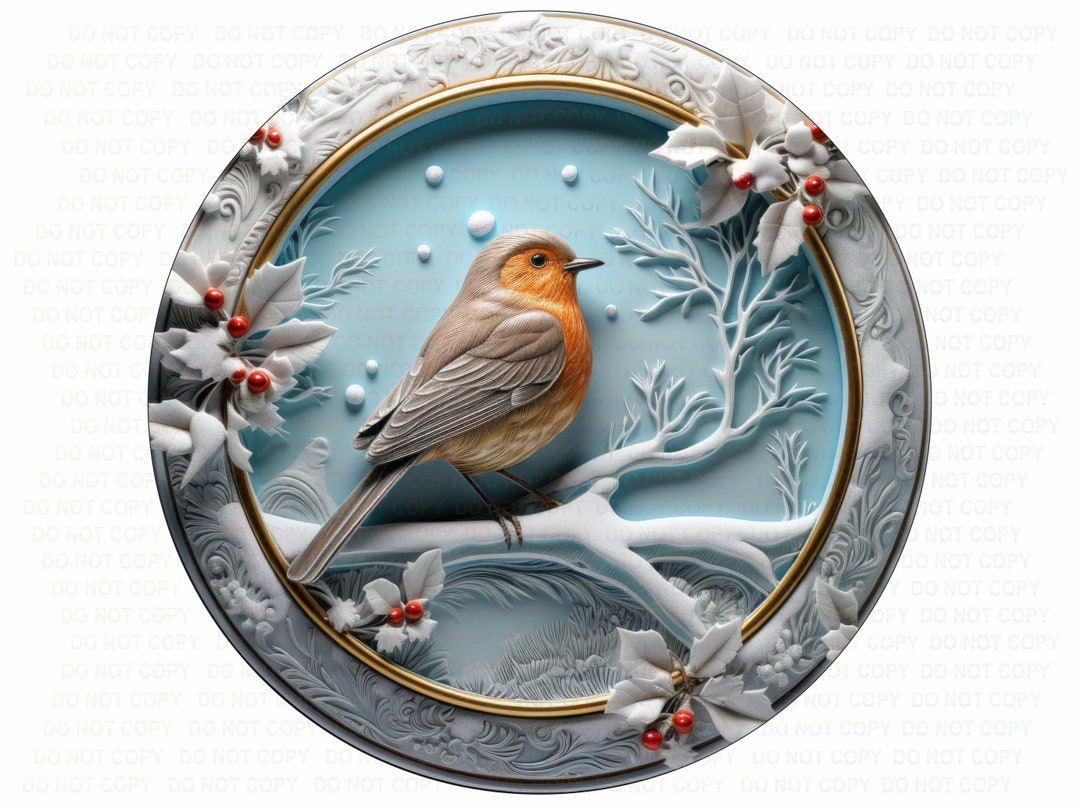 Robin Xmas Wreath Sign, Christmas Robin Sign, Robin Sign, Robin Wreath ...