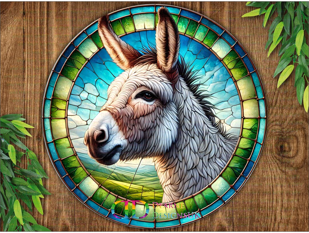 Donkey Sign, Donkey Plaque, Donkey Art, Faux Stained Glass Donkey ...