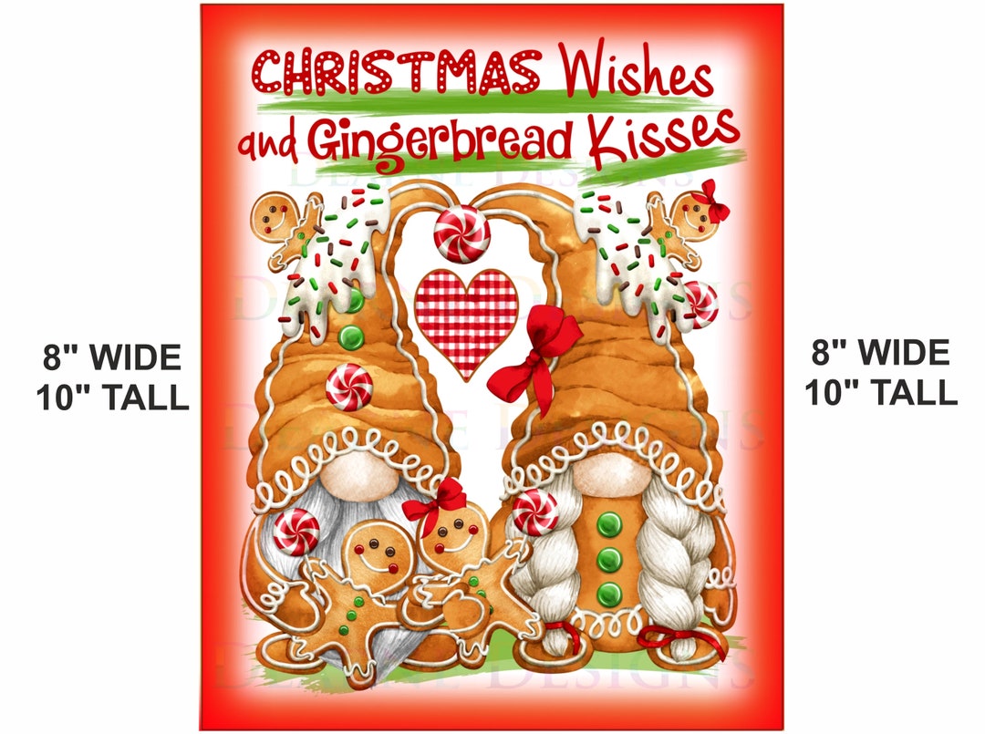 Gingerbread Kisses Christmas Sign Christmas Wishes Wreath - Etsy
