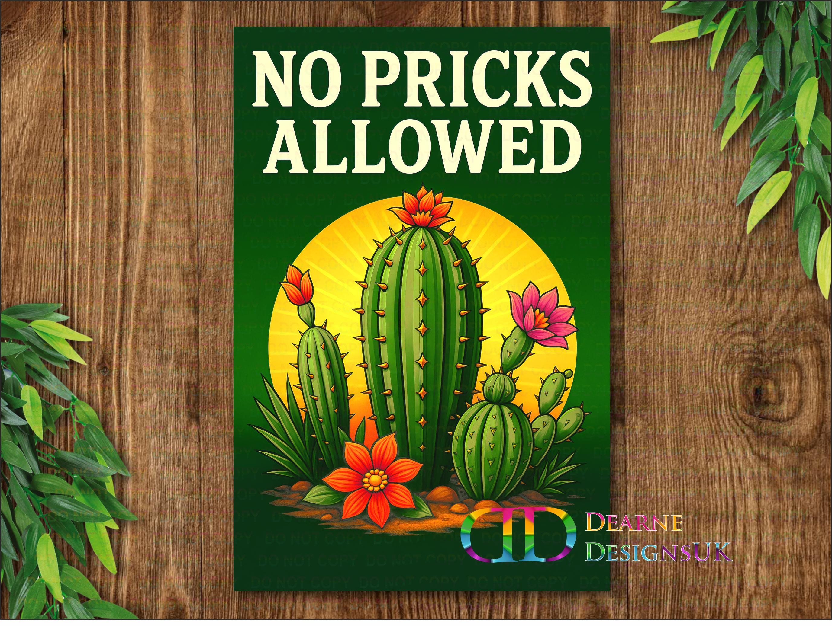 No Pricks Allowed Sign, No Pricks Allowed Garden Sign, Funny Greenhouse ...