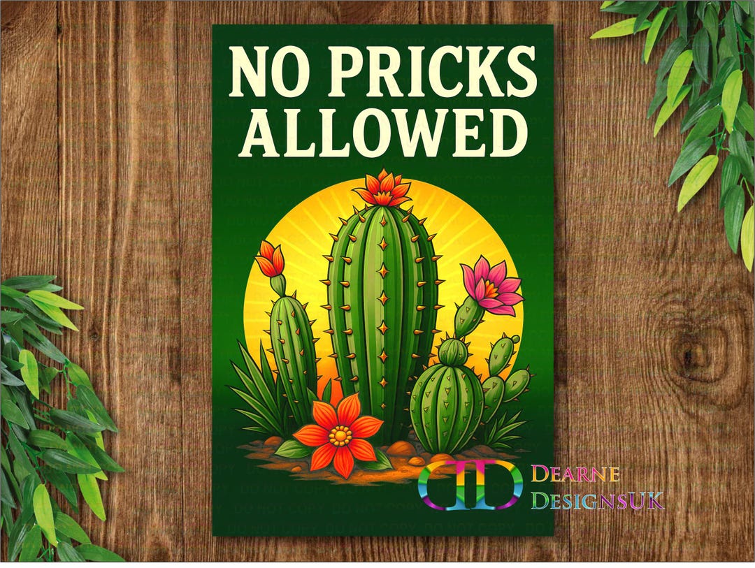 No Pricks Allowed Sign, No Pricks Allowed Garden Sign, Funny Greenhouse ...
