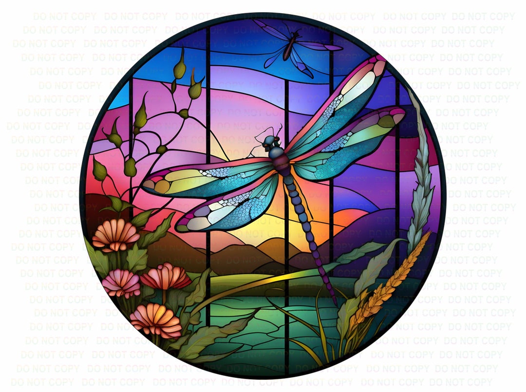 Dragonfly Sign, Stained Glass Dragonfly, Faux Stained Glass Sign, Metal ...