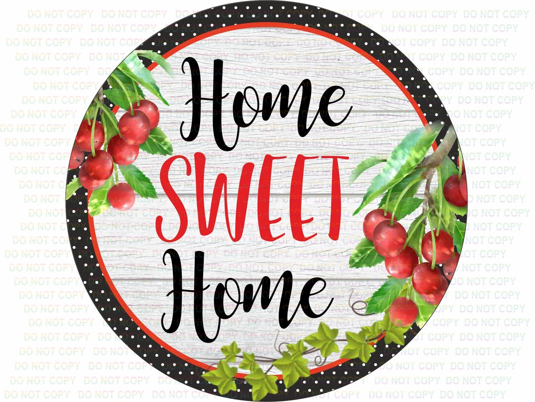 Home Sweet Home Cherry Wreath Sign, Cherry Theme Sign, Cherries Sign ...