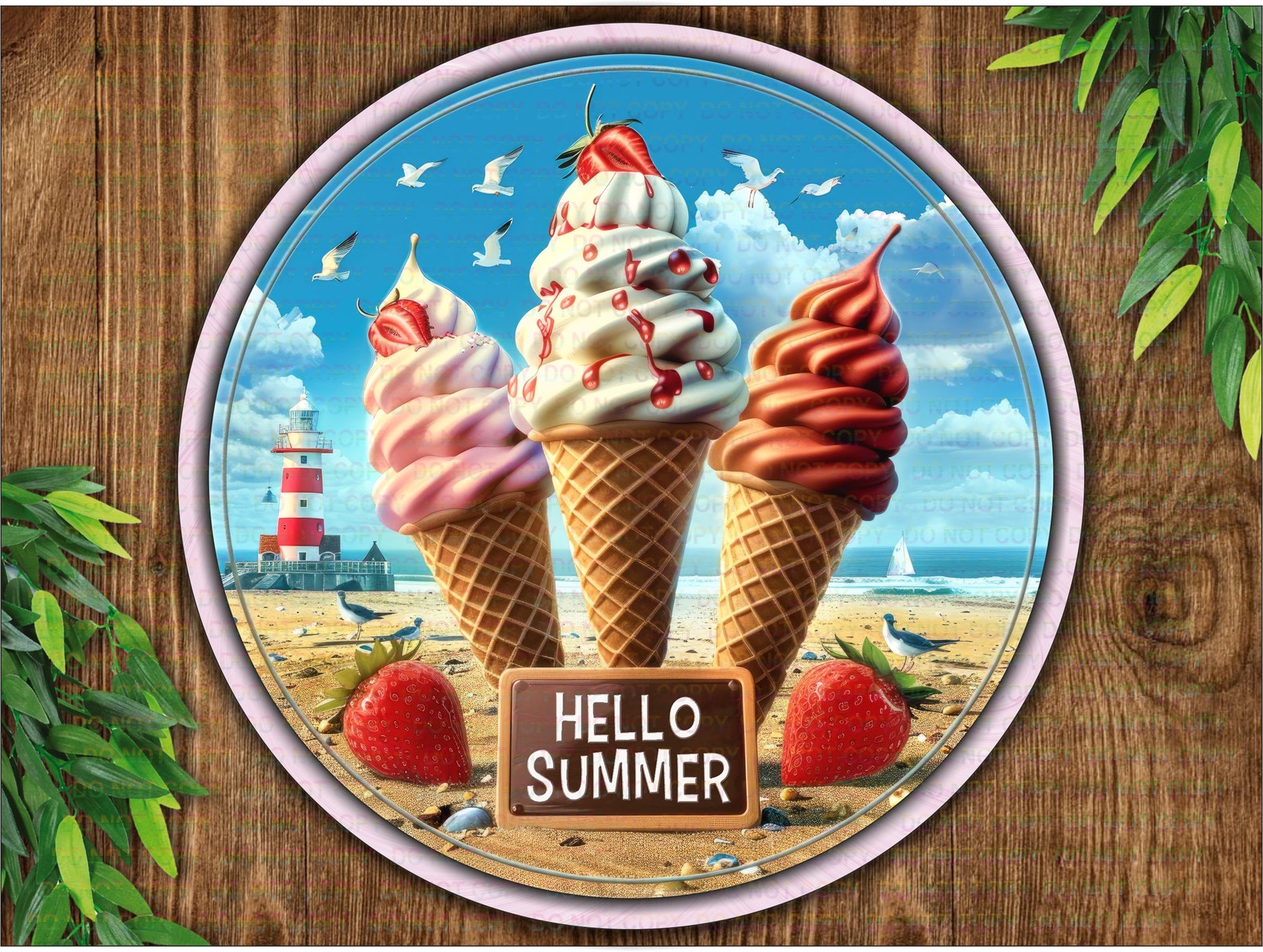 Sweet Summer Ice Cream Wreath Sign, Ice Cream Sign, Summer Sign, Sweet ...