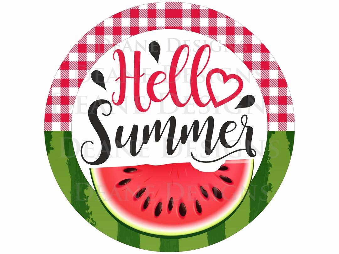Hello Summer Watermelon Wreath Sign, Watermelon Sign, Summer Fruit Sign ...