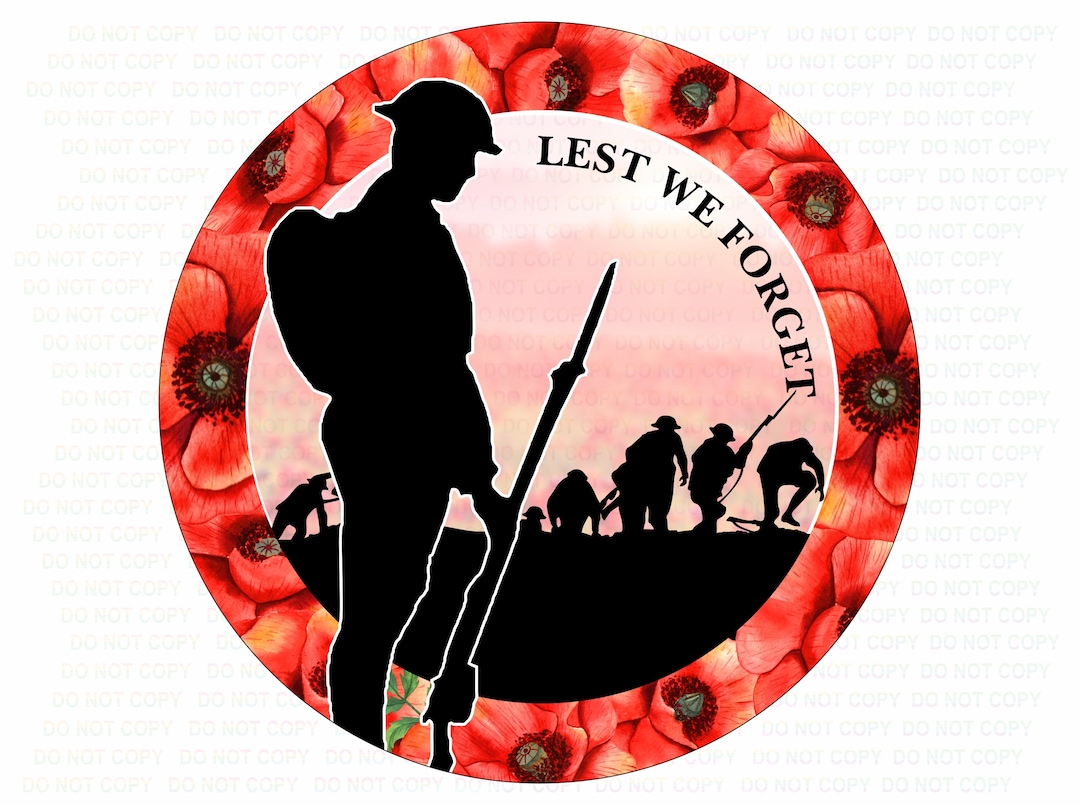 Lest We Forget Remembrance Wreath Sign, Poppy Day Sign, Round ...