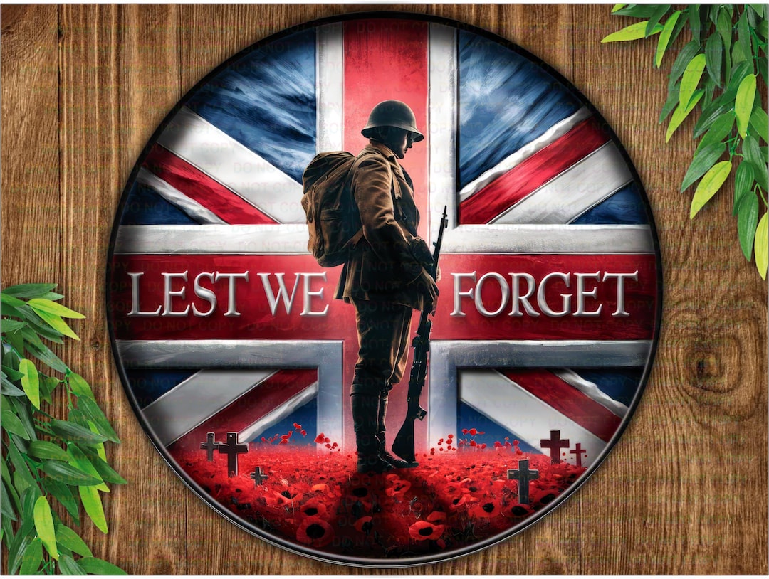 Lest We Forget Remembrance Wreath Sign, Poppy Day Sign, Round ...