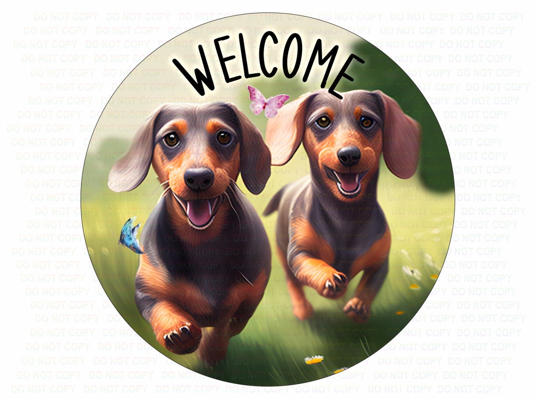 Dachshund Wreath Sign, Cute Sausage Dog Wreath Sign, Pet Dog Wreath ...