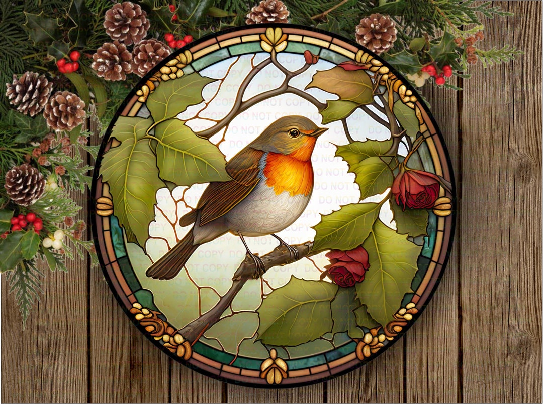 Robin Xmas Wreath Sign, Christmas Robin Sign, Robin Sign, Robin Wreath ...