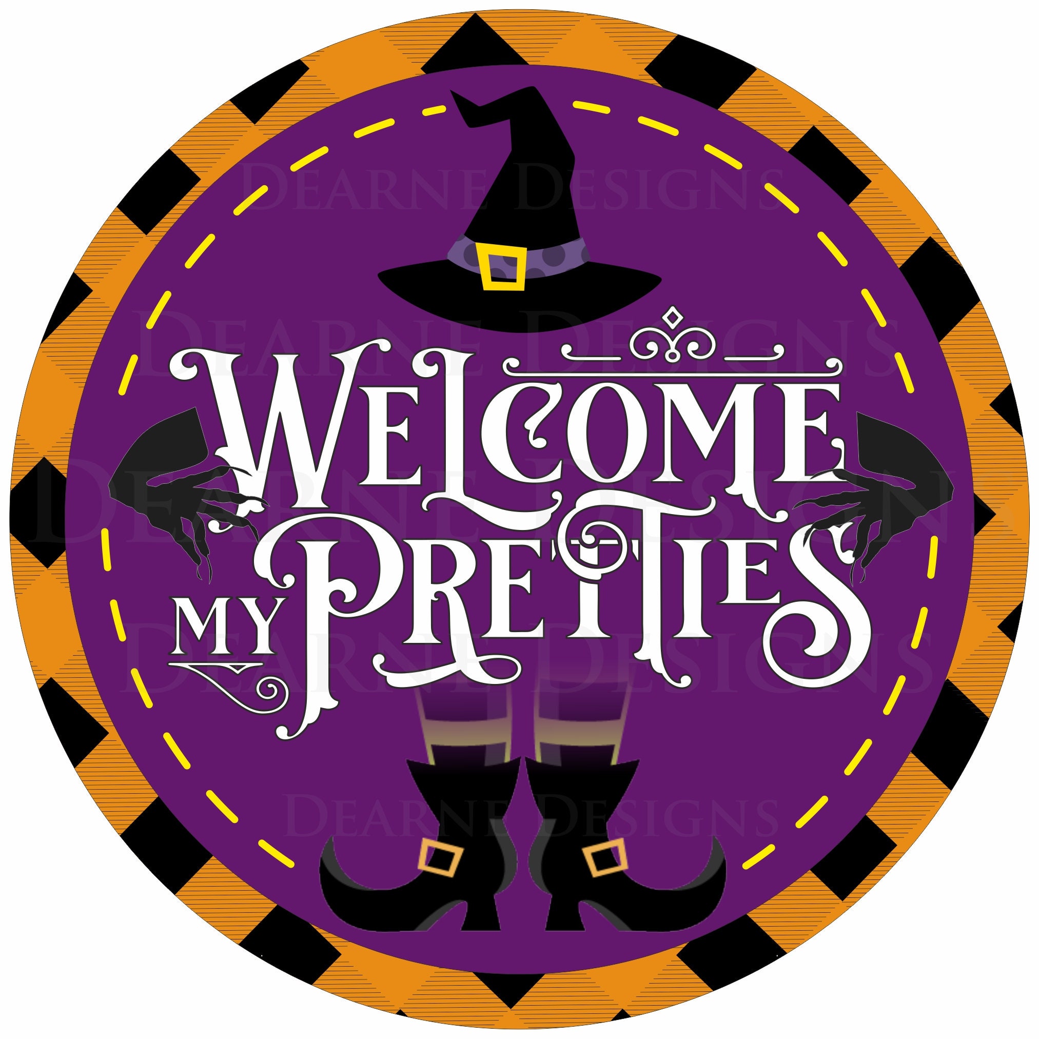 Welcome My Pretties Halloween Wreath Sign, Witch Welcome Sign ...
