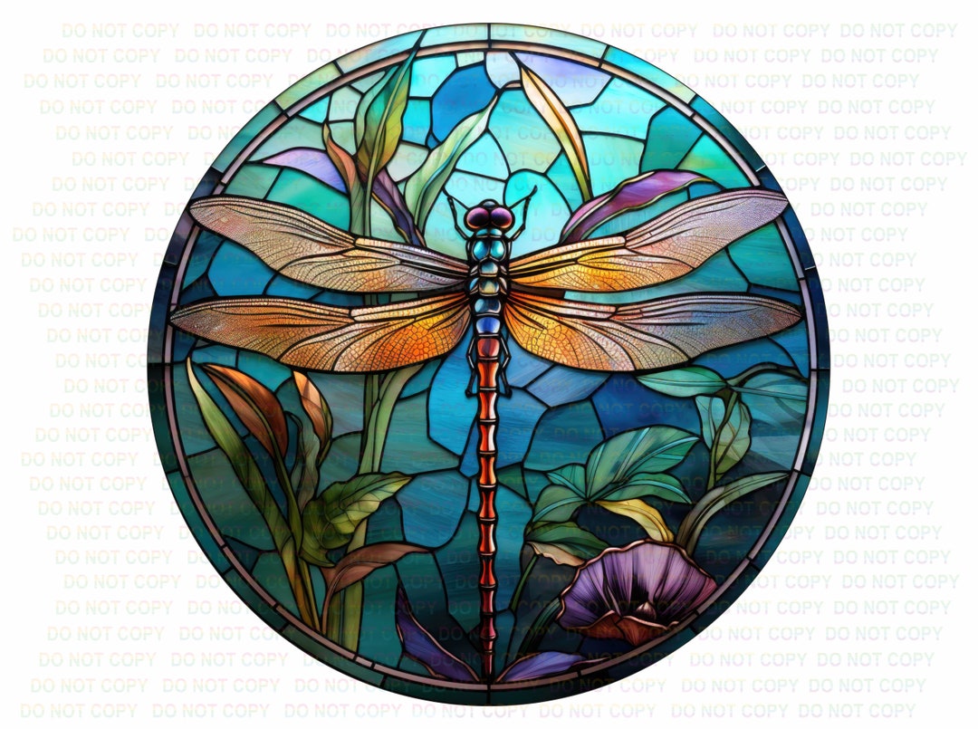 Dragonfly Sign, Dragonfly Wreath Sign, Stained Glass Dragonfly, Faux ...