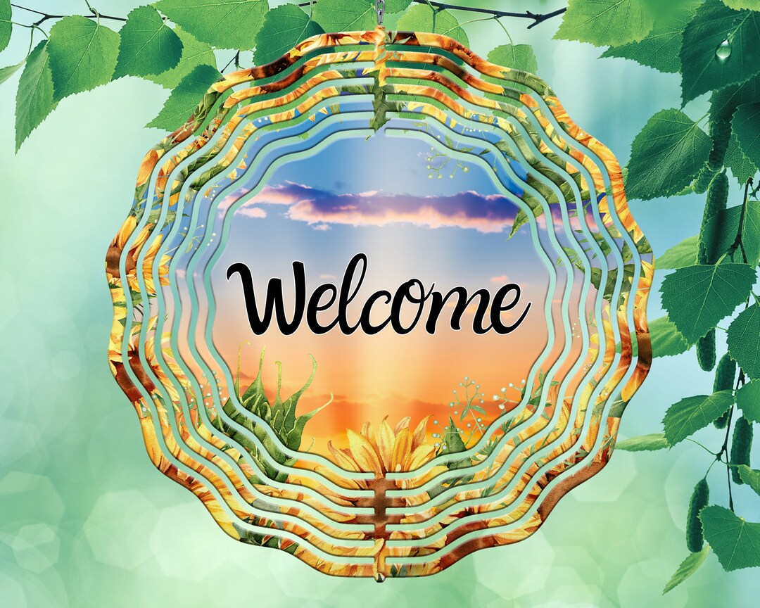 Welcome Wind Spinner, Aluminium Metal Garden Art Spins With the Wind ...