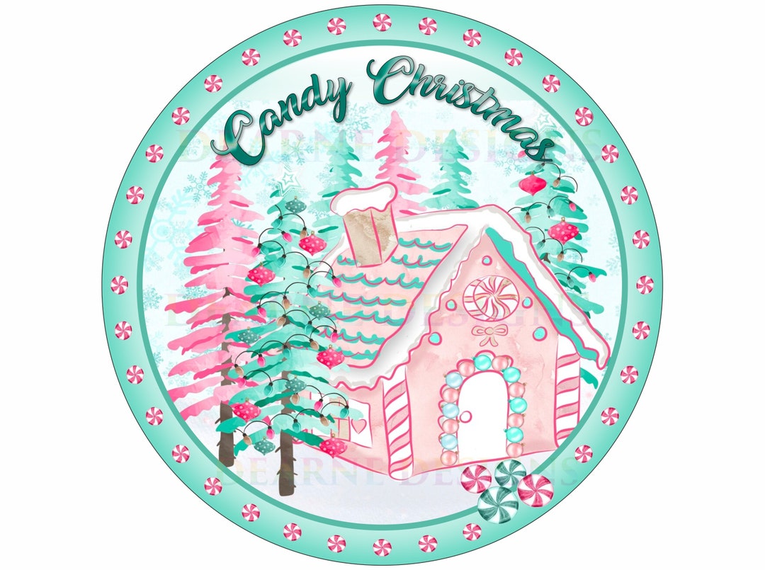 Candy Christmas Wreath Sign, Candy Xmas Wreath Sign, Merry Xmas Wreath ...